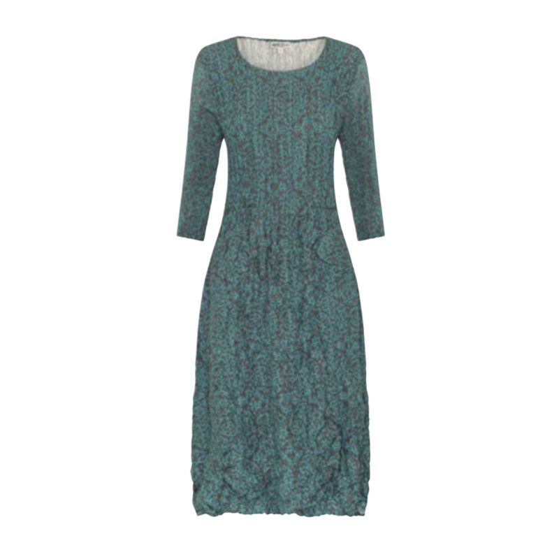 Alquema Smash 3/4 Sleeve Pocket Dress ADC544 Peacock Scrolls