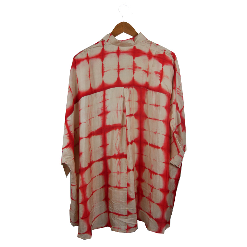 Bianco Levrin Rene Silk Shirt Tie Dye Square Beige/Coral