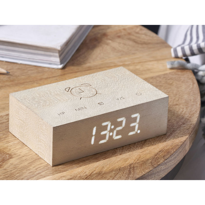 Flip Click Clock. White Maple