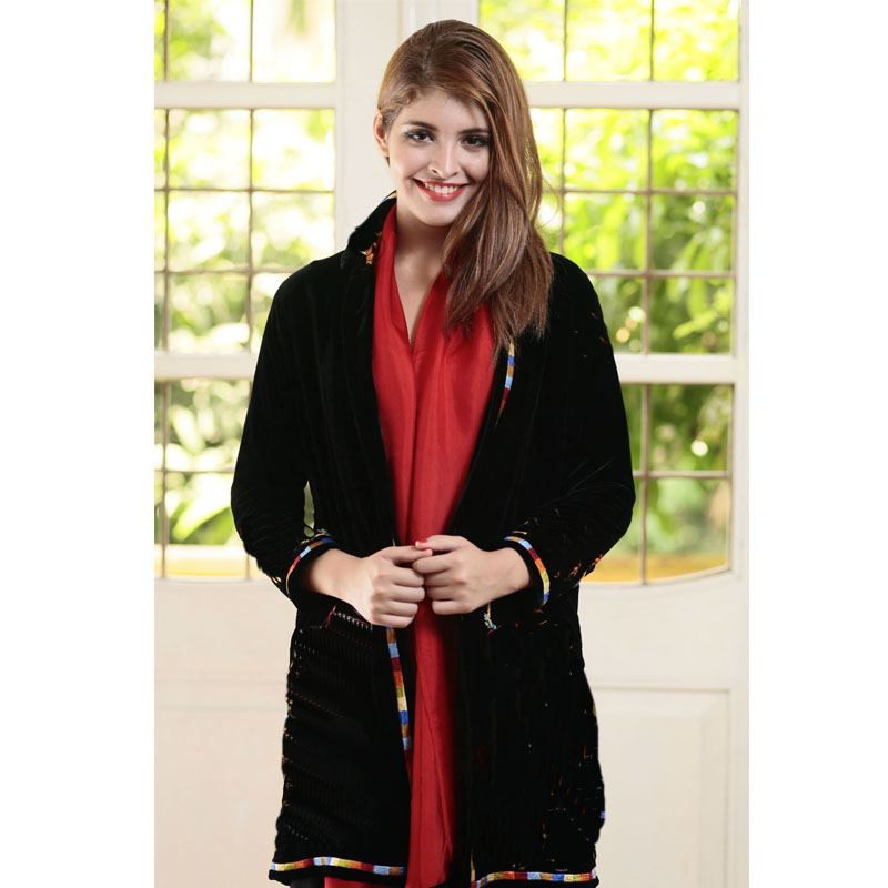Bianco Levrin Parot Velvet Jacket with Embroidery