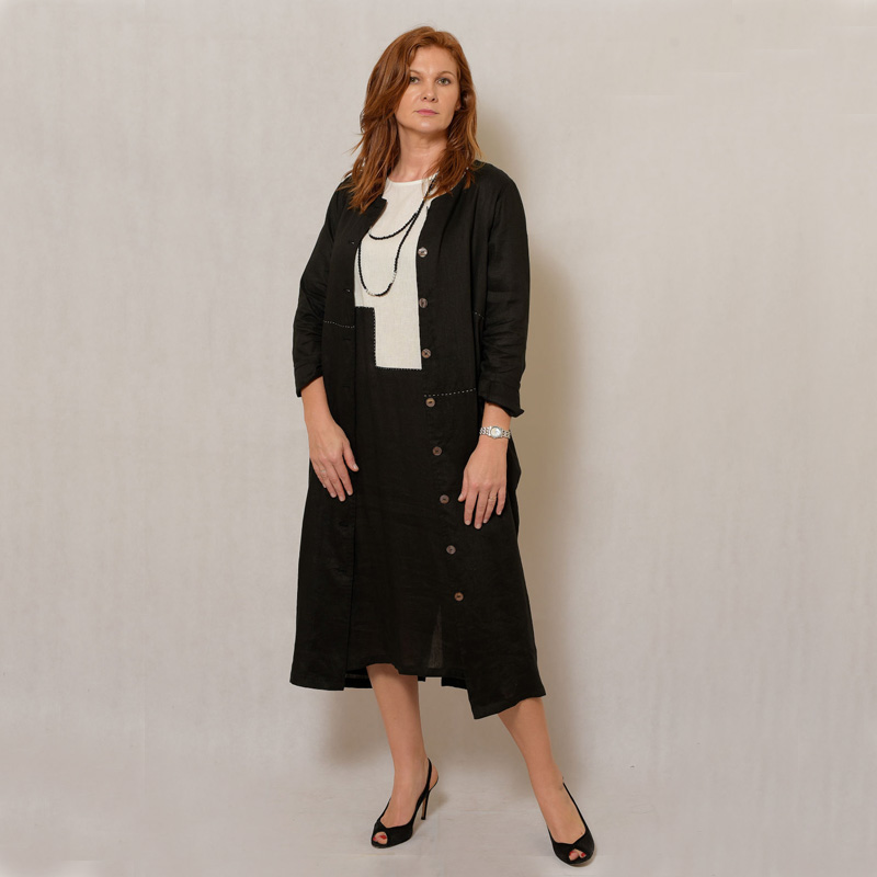 Bianco Levrin Aura Linen Shirt/Dress Black