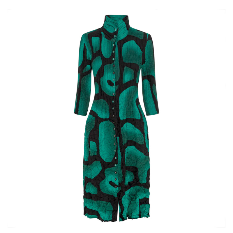 Alquema Nehru Coat Dress ACC308 Green Tucson