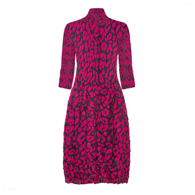 Alquema Nehru Coat Dress ACC308 Pink Leopard